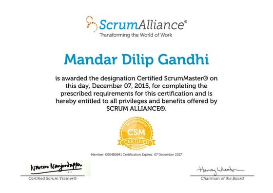 RAJIB KRISHNA GHOSH-ScrumAlliance_CSM_Certificate | PPT