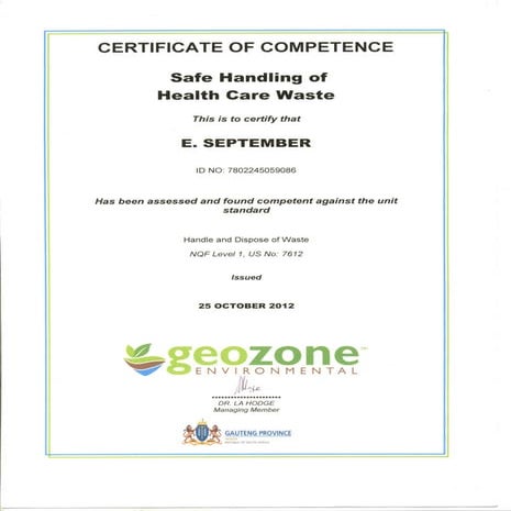 Waste management cert | PDF