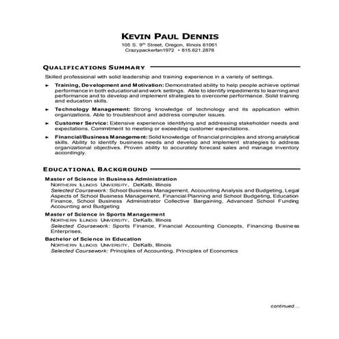 kevin-dennis-resume-business | DOCX | Business | Business and Finance