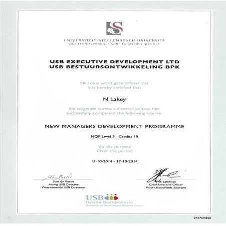 USB Leadership certificate (1) | PDF