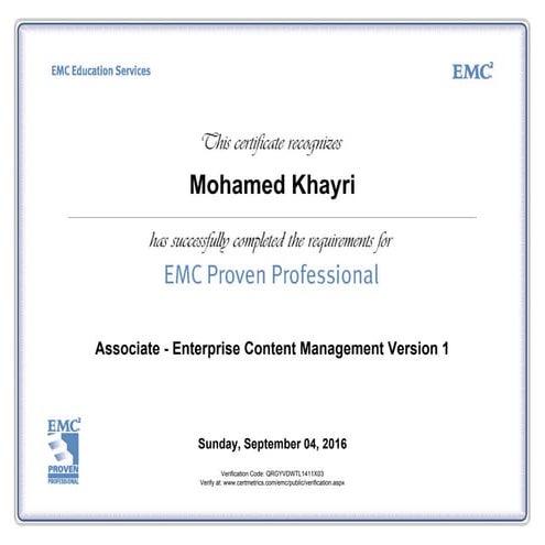 Associate - Enterprise Content Management Version 1 certificate | PDF