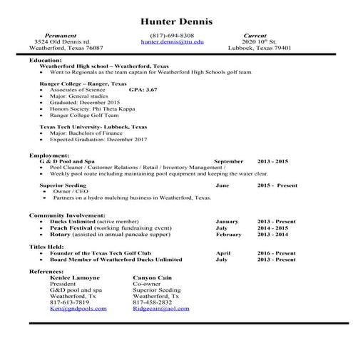 Hunter Dennis's Resume | DOC