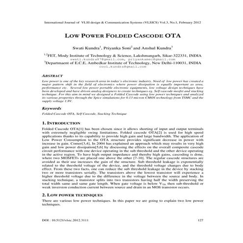 LOW POWER FOLDED CASCODE OTA | PDF | Physics | Science