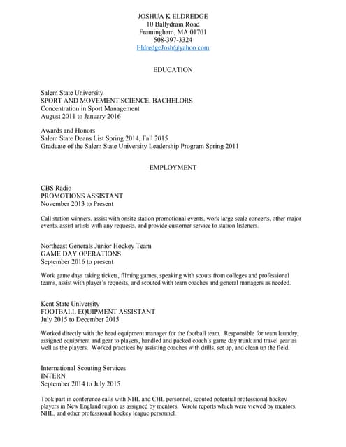 SHANE BROWN resume (2) | DOCX | Sports
