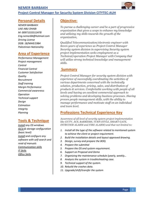 CV - ELV ENGINEER | PDF