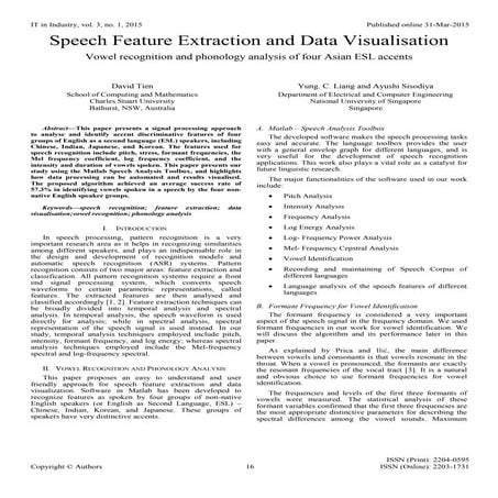 Speech Feature Extraction And Data Visualisation Pdf Digital Audio Computer Software And