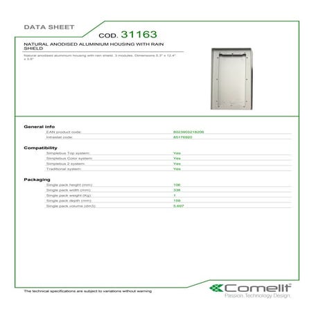 Comelit 31163 Data Sheet | PDF