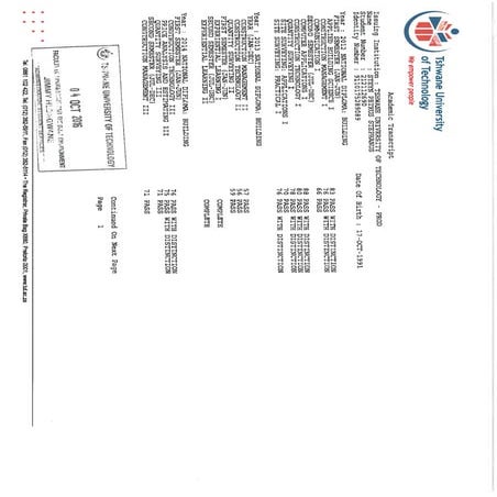 Official Academic Transcript | PDF