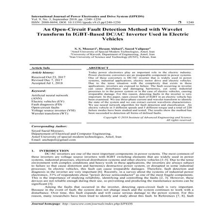 An Open Circuit Fault Detection Method With Wavelet Transform In Igbt Based Dc Ac Inverter Used