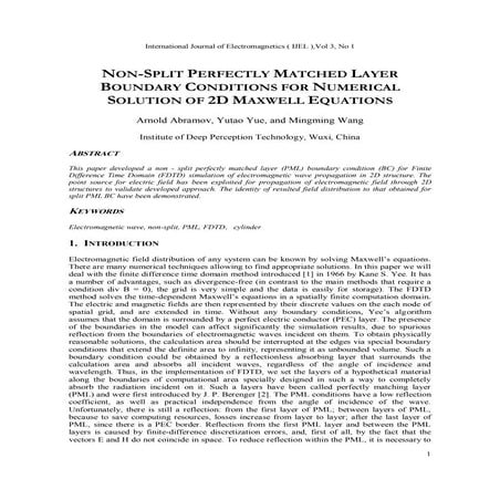 Non-split Perfectly Matched Layer Boundary Conditions for Numerical ...