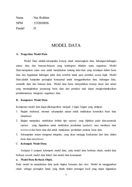Modul 3 matakuliah Basis Data - Data Model | PPT Modul 3 matakuliah Basis Data - Data Model | PPT