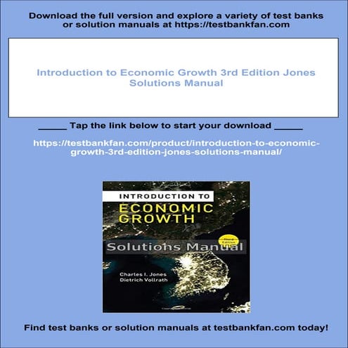 Introduction to Economic Growth 3rd Edition Jones Solutions Manual | PDF