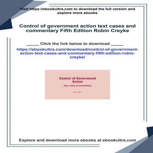 Control of government action text cases and commentary Fifth Edition ...