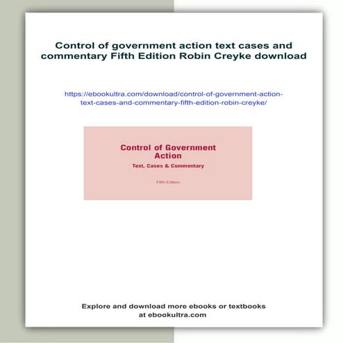 Control of government action text cases and commentary Fifth Edition ...