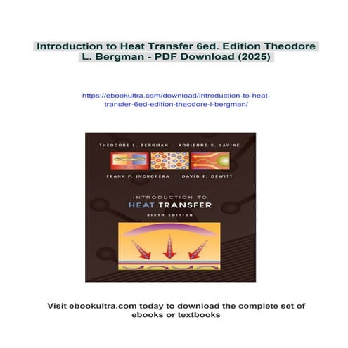 Introduction to Heat Transfer 6ed. Edition Theodore L. Bergman | PDF