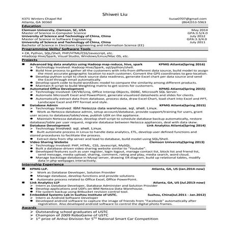 Shiwei Liu-resume - 2017 | PDF