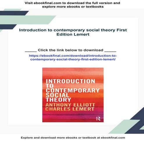 Introduction to contemporary social theory First Edition Lemert | PDF