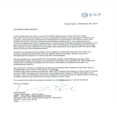 Recommendation letter BDP | PDF