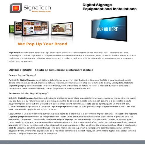 Digital Signage - Prezentare | PDF