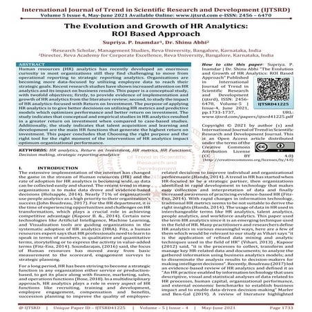 The Evolution and Growth of HR Analytics ROI Based Approach | PDF