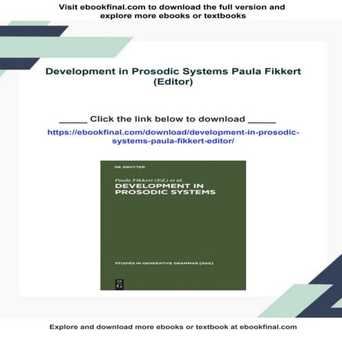 Development in Prosodic Systems Paula Fikkert (Editor) | PDF