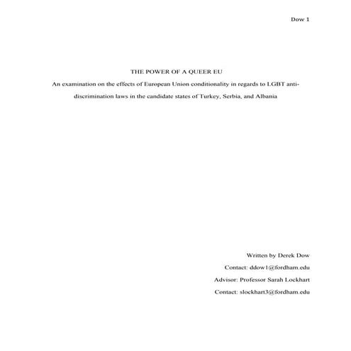 Derek Dow Senior Thesis | PDF