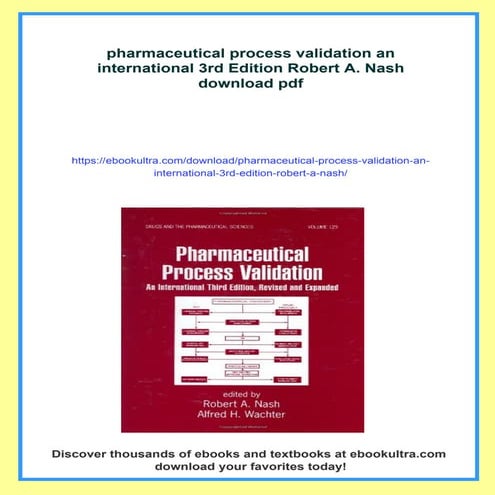 pharmaceutical process validation an international 3rd Edition Robert A ...