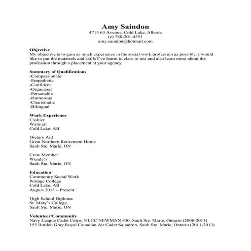 Amy Saindon, Resume | PDF