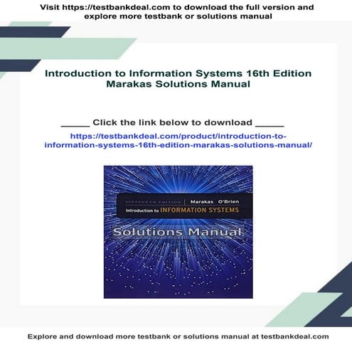 Introduction to Information Systems 16th Edition Marakas Solutions Manual | PDF