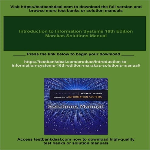 Introduction to Information Systems 16th Edition Marakas Solutions Manual | PDF