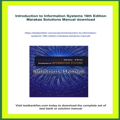 Introduction to Information Systems 16th Edition Marakas Solutions Manual | PDF