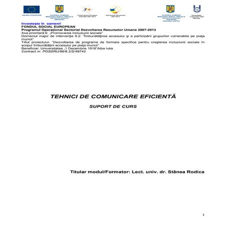 suport curs tehnici comunicare | PDF