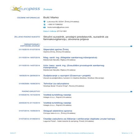 Marko Bulić - CV (HR) | PDF