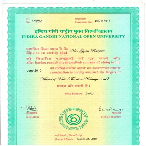 Master in Tourism Management Certificate | PDF