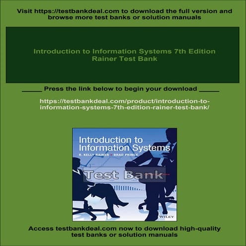 Introduction To Information Systems 7th Edition Rainer Test Bank Pdf