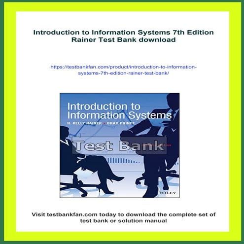 Introduction To Information Systems 7th Edition Rainer Test Bank Pdf