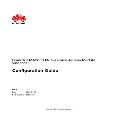 31500234 smartax ma5600 configuration guide (v300r003-64) | PDF
