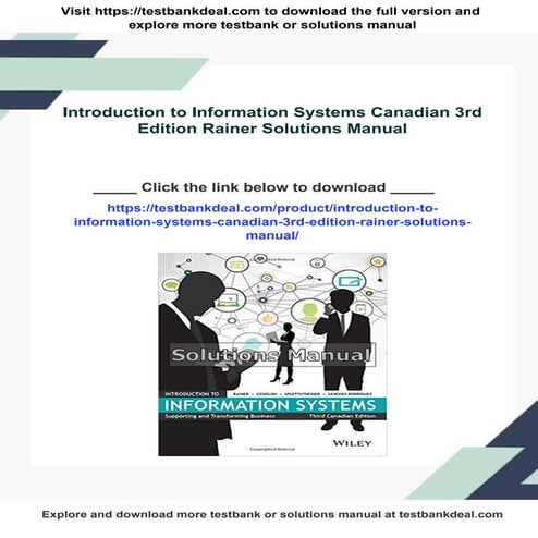 Introduction To Information Systems Canadian 3rd Edition Rainer Solutions Manual Pdf