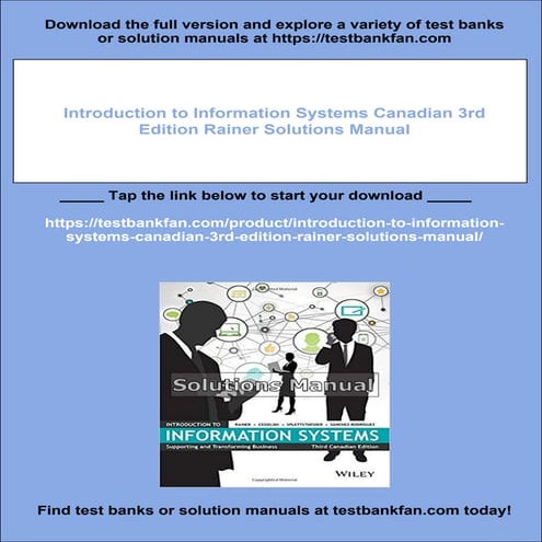Introduction To Information Systems Canadian 3rd Edition Rainer Solutions Manual Pdf