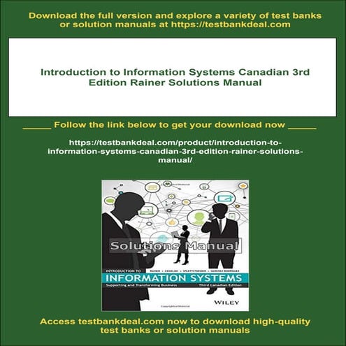 Introduction to Information Systems Canadian 3rd Edition Rainer Solutions Manual | PDF