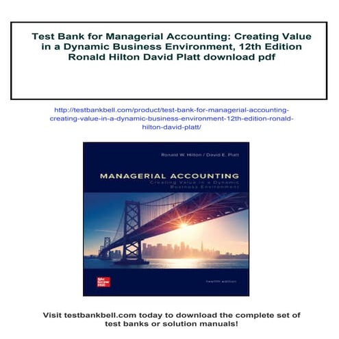 Test Bank for Managerial Accounting: Creating Value in a Dynamic ...