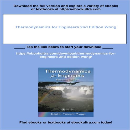 Thermodynamics For Engineers 2nd Edition Wong Pdf
