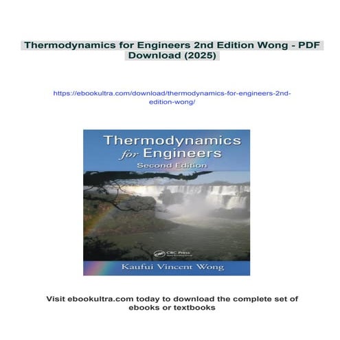 Thermodynamics for Engineers 2nd Edition Wong | PDF