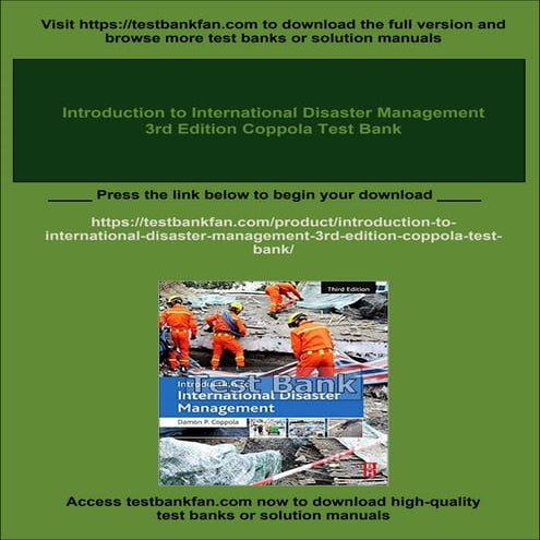 Introduction to International Disaster Management 3rd Edition Coppola ...