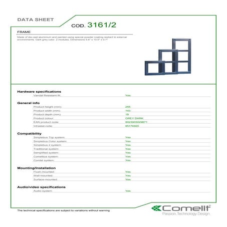 Comelit 3323/3 Data Sheet | PDF