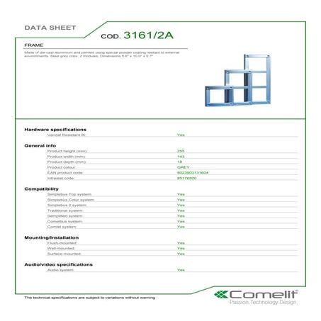 Comelit 31612A Data Sheet | PDF | Technology & Computing