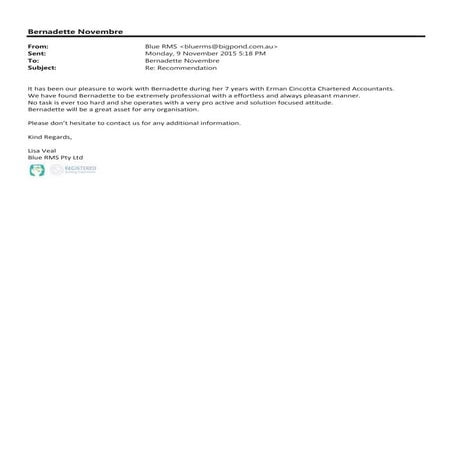 Letter of Recommendation Elizabeth Renaud | PDF