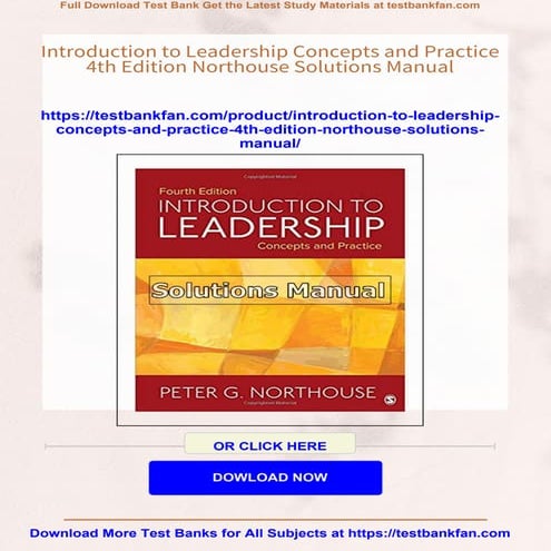 Introduction to Leadership Concepts and Practice 4th Edition Northouse ...