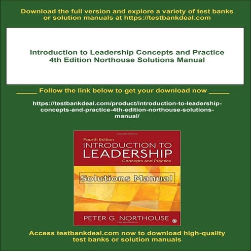 Introduction to Leadership Concepts and Practice 4th Edition Northouse ...