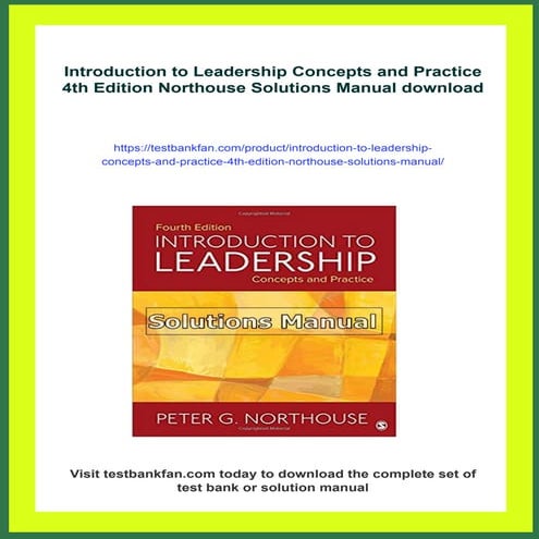 Introduction to Leadership Concepts and Practice 4th Edition Northouse ...